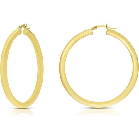 Primal Gold 14k Yellow Gold 4mm Lightweight Tube Hoop Earrings