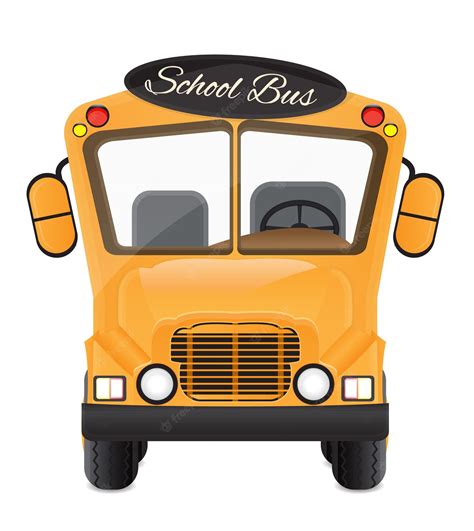 Premium Vector Yellow School Bus Illustration Front View