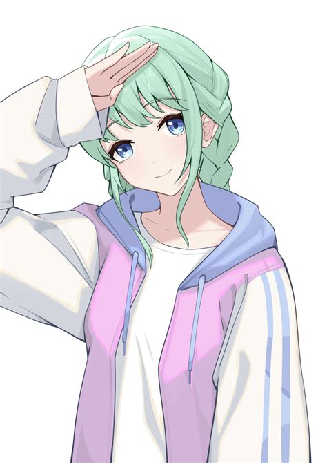 Safebooru 1girl Absurdres Aqua Hair Blue Eyes Braid Closed Mouth Hand