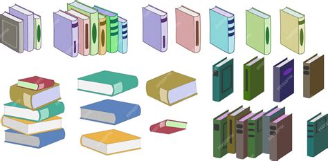 Conjunto De Ilustrações De Livros Coloridos Vetor Premium