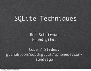 Sqlite Techniques Ppt