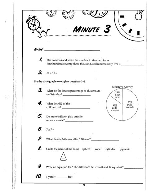 Solution 5th Grade Math Minutes 1 50 Studypool