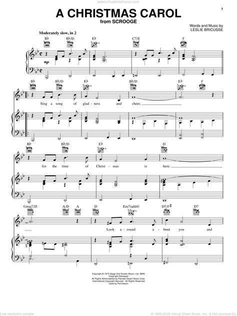 A Christmas Carol Sheet Music For Voice Piano Or Guitar Pdf