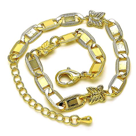 Oro Laminado Fancy Bracelet Gold Filled Style Butterfly And Mariner D