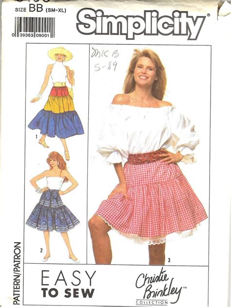 80s Simplicity 9168 80s Pullover Tiered Skirt Pattern Size Sm Xl