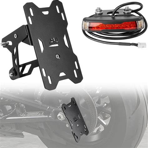 Motorcycle Side Mount License Plate Bracket And Led Light Kemimoto