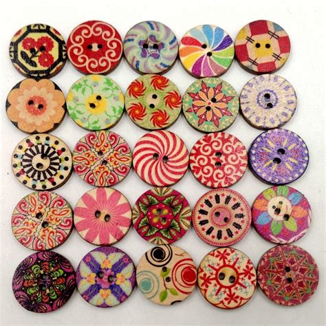 Free Shipping Pack Of 100 20mm Cute Buttons Wooden Buttons Etsy