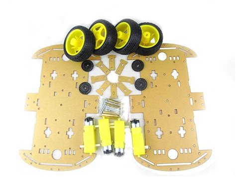 4 Wheel 2 Layer Robot Smart Car Chassis Kits With Speed Encoder For