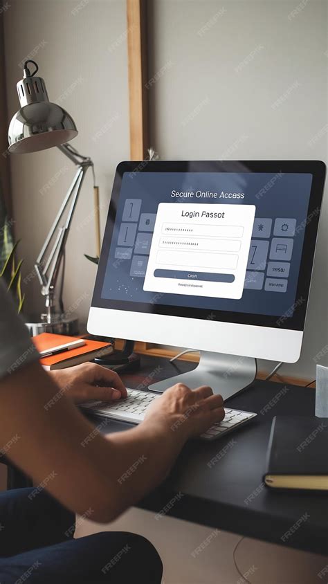 Secure Online Access With Password And Login Page To Manage Personal Profile Account Premium