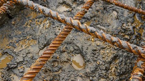 The Rebar Framework Covered In A Protective Layer To Prevent Rust And Corrosion Before The