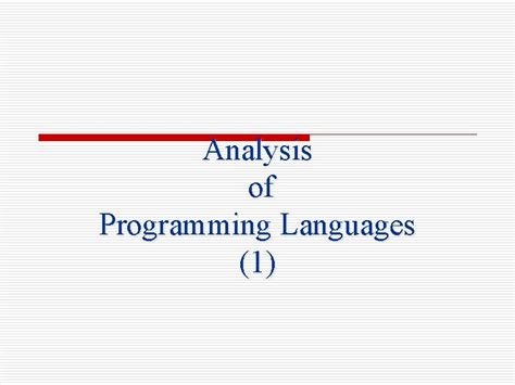 Analysis Of Programming Languages 1 Instructor Dr Tarek