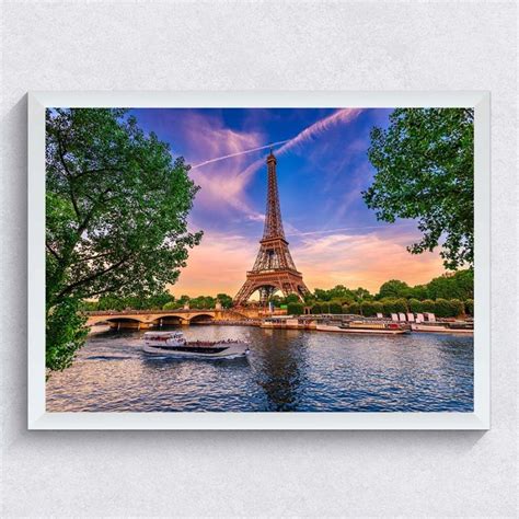 Панорама от река Сена към Айфеловата кула Фото арт Картина Artbox Bg