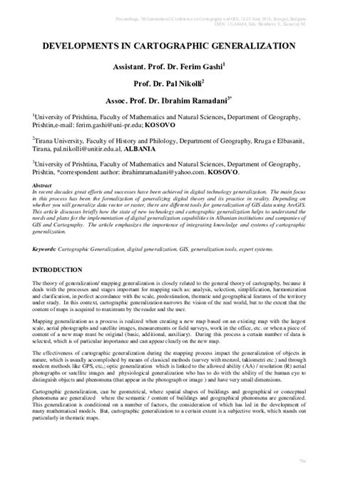 Pdf Developments In Cartographic Generalization Pal Nikolli