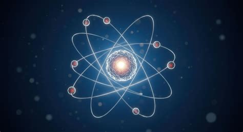 Abstract Atom Structure Model Visualization On Dark Blue Background