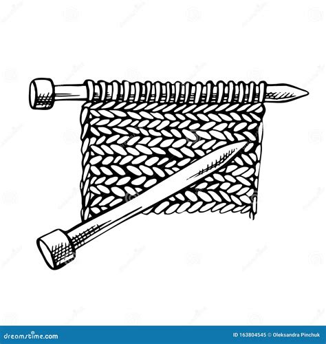 Sketch Of Contour Drawings Hand Drawn Knitting Elements Stock Vector