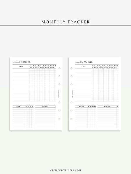 T130 Monthly Weekly Daily Tracker Creffectivepaper Printable