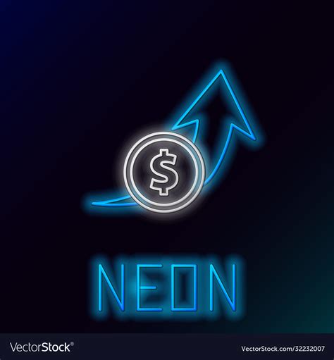 Glowing Neon Line Financial Growth And Coin Icon Vector Image