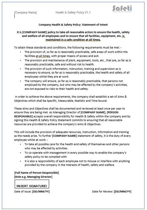 Safety Statement Template Download Safeti