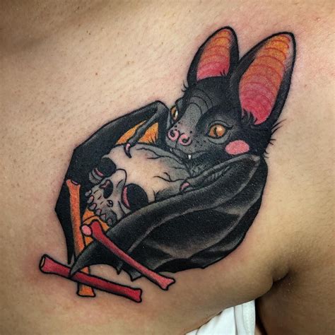 Bat And Skull Tattoo Skull Tattoo Wicked Tattoos Bat Tattoo