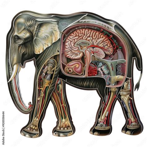 Detailed Anatomical Illustration Of An Elephant Showing Its Internal