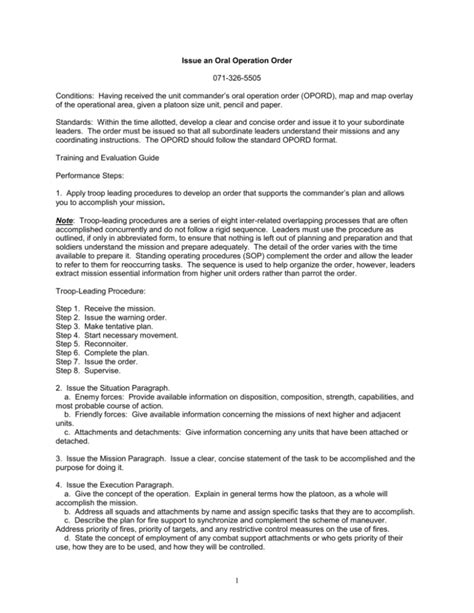 Oral Operation Order Training Guide