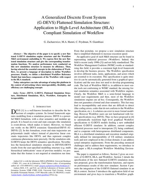 PDF A Generalized Discrete Event System G DEVS Flattened Simulation