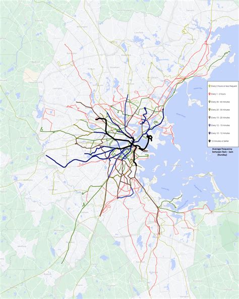 Frequency Map Of Mbta Services Sunday R Transit