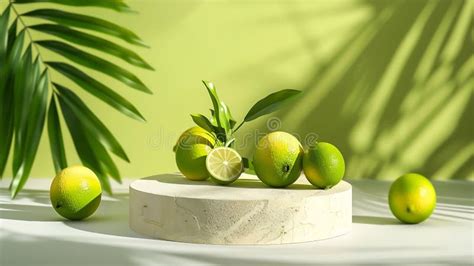Generative Ai Scene For Display Cosmetic Of Lime Extract With Stone
