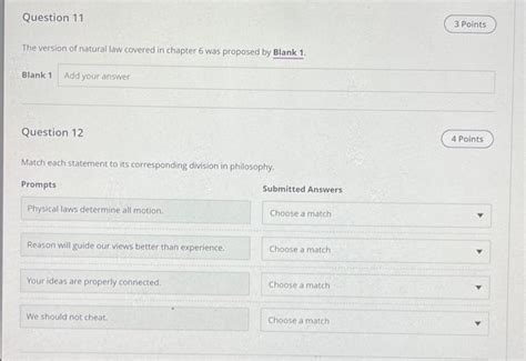 Solved Question 11 3 Points The Version Of Natural Law Chegg