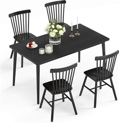 Dycanpo Dining Set Dinning Room Table And 18 Tall Chairs Set Of 5