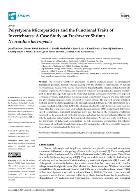 Pdf Polystyrene Microparticles And The Functional Traits Of