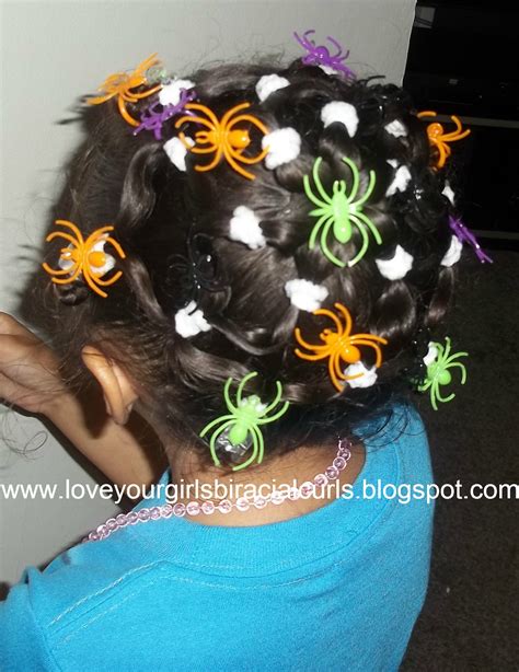 Love Your Girls Biracial Curls Spider Web Crazy Hair Day Style With Halloween Flare