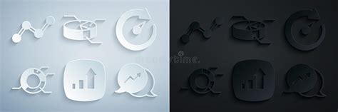 Set Financial Growth Digital Speed Meter Pie Chart Infographic And Graph Icon Vector Stock