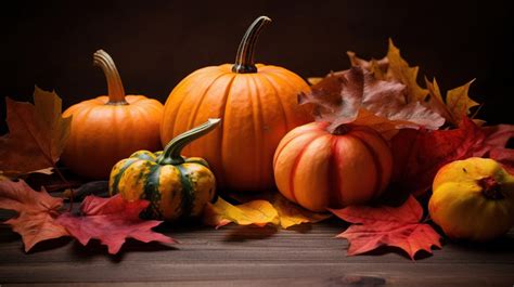 Fall Pumpkin Pumpkins And Leaves On A Table Backgrounds  Free Download Pikbest