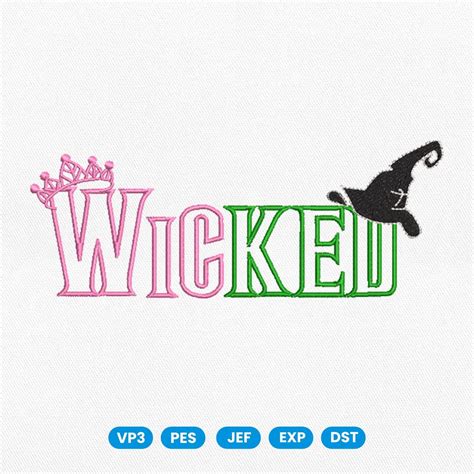 Wizard Aesthetic Embroidery Design Green And Pink Witch Embroidery