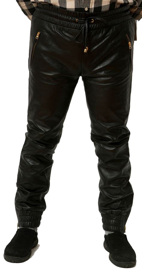 Level Up Your Style Mens Black Leather Joggers For The Modern Man
