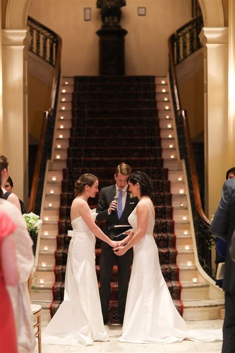 A Glowing Staircase Lights The Way To Maura And Patrinas Joyful Wedding Ceremony At The Racquet