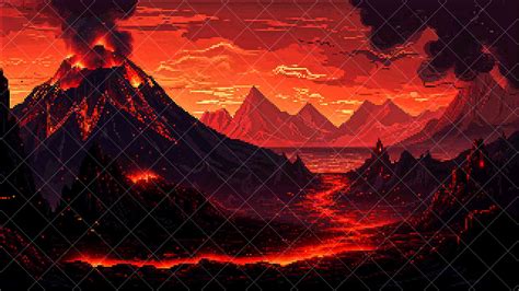 Background Pixel Volcano 1