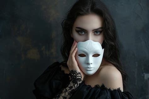Premium Photo Young Woman Putting Off A Mask Identity Or Personality