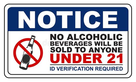 Notice No Alcoholic Beverages Under 21 Sign Stock Illustration