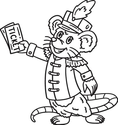 Circus Mouse Selling Ticket Isolated Coloring Page 35887953 Vector Art
