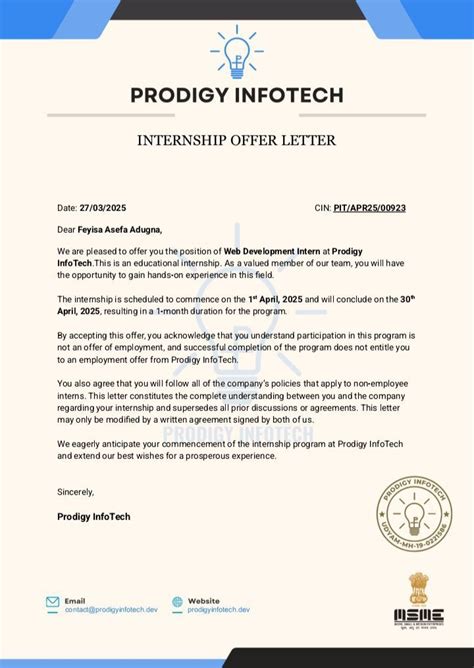 Webdevelopment Internship Prodigyinfotech Frontenddevelopment Feyisa Asefa