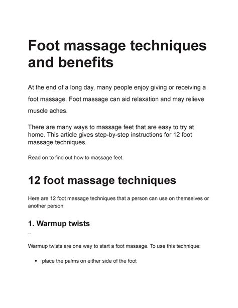Basic Foot Massage Techniques Tle At Evie Wynyard Blog