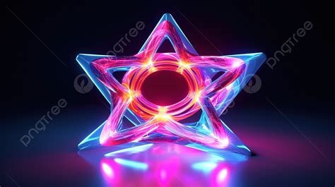 네온 반사 미래형 3d 일러스트와 함께 조명 별 모양의 기하학적 그림 네온 스타 3d 네온 별 3d 배경 일러스트 및 사진 무료 다운로드 Pngtree