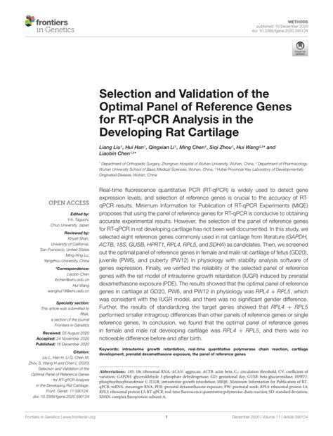 Pdf Selection And Validation Of The Optimal Panel Of Reference Genes