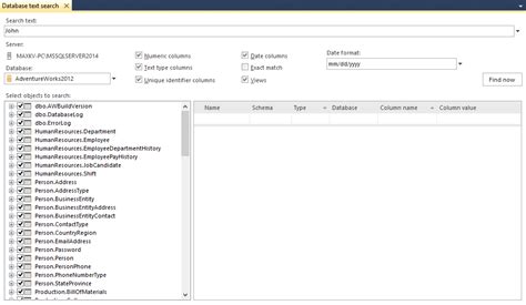 Cómo buscar rápidamente datos y objetos de bases de datos SQL Solution center