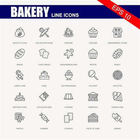 Premium Vector A Set Of Icons For The Bakery And Bakery