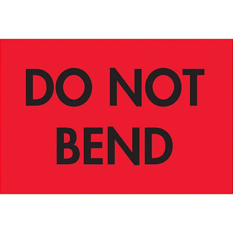 2 X 3 Do Not Bend Fluorescent Red Labels Shipping And Handling