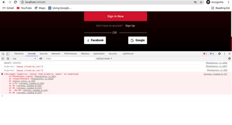 Javascript React Social Login Issue With With Google Api Error Popup Closed By User Stack