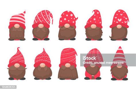 크리스마스 노메 빨간 모직 모자를 쓰고 있는 작은 노움 크리스마스에 축하 12월에 대한 스톡 벡터 아트 및 기타 이미지 12월 겨울 귀여운 Istock